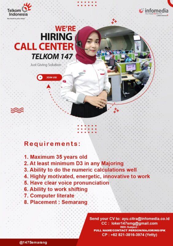 Lowongan Kerja Call Center Telkom 147 di Telkom Indonesia - LokerSemar.id
