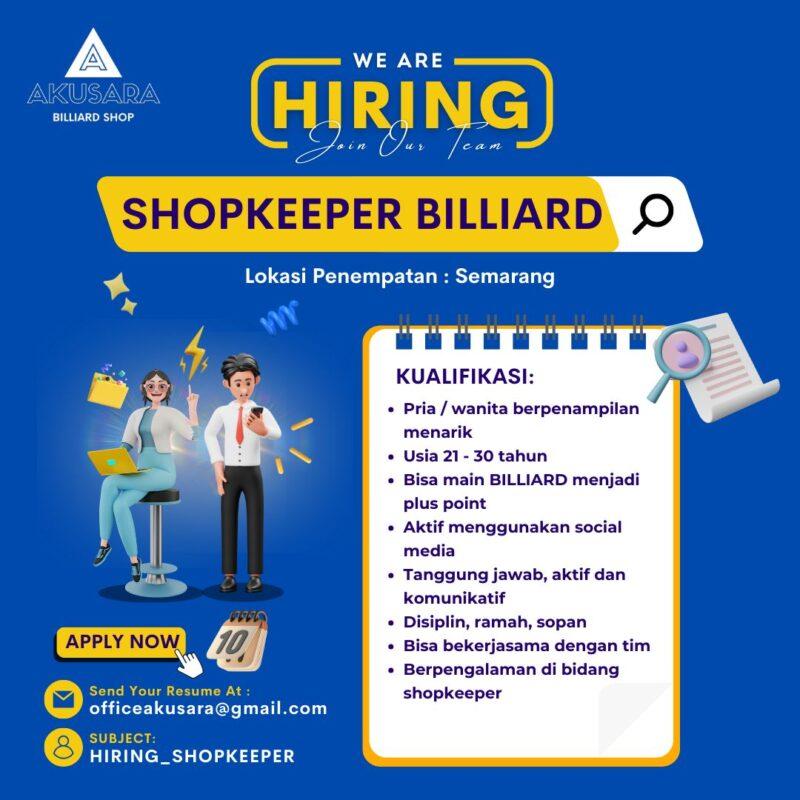 Lowongan Kerja Shopkeeper Billiard di Akusara Billiard Shop - LokerSemar.id
