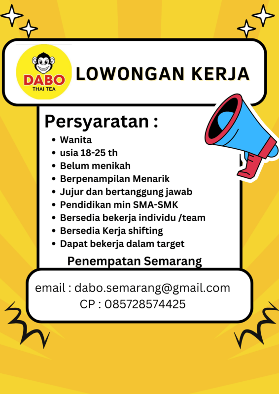 Lowongan Kerja Penjaga Counter Minuman di Dabo Semarang - LokerSemar.id