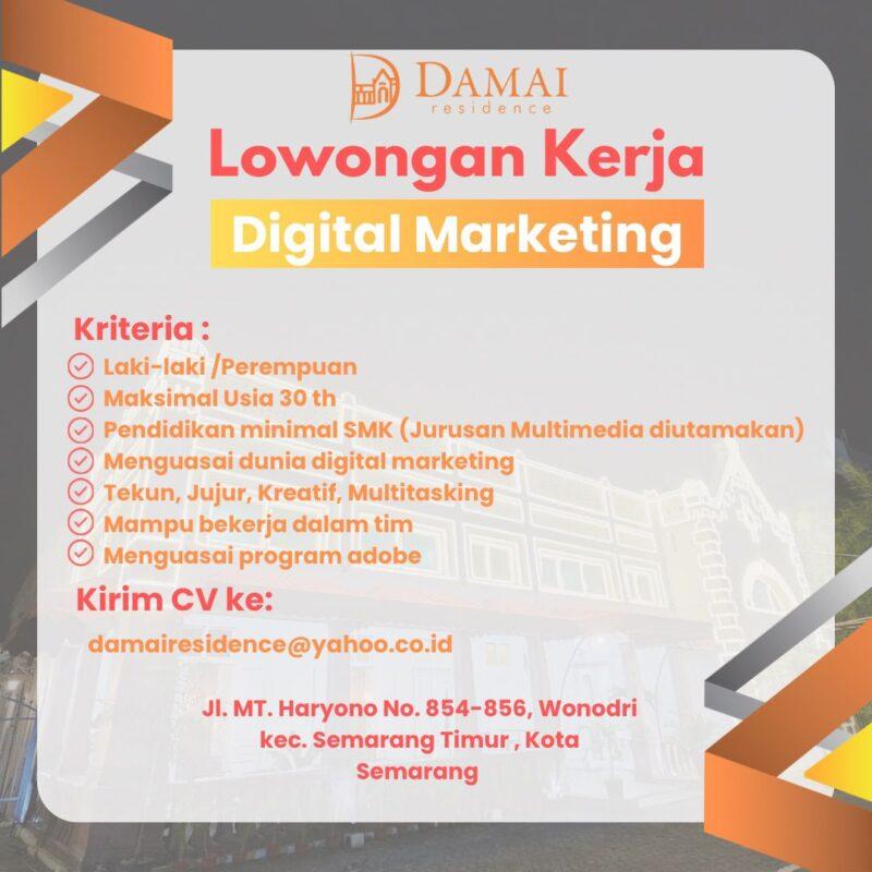 Lowongan Kerja Digital Marketing di Damai Residence - LokerSemar.id