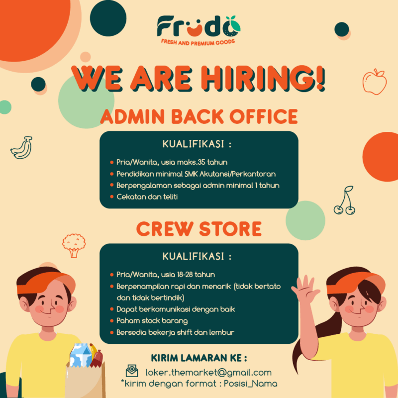 Lowongan Kerja Admin Back Office - Crew Store di Frudo - LokerSemar.id