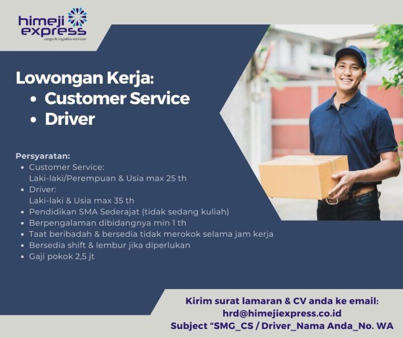 Lowongan Kerja Customer Service - Driver di Himeji Express - LokerSemar.id