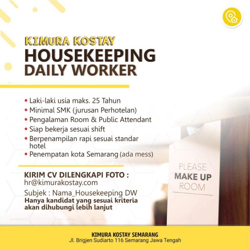 Lowongan Kerja Housekeeping Daily Worker di Kimura Kostay Semarang - LokerSemar.id