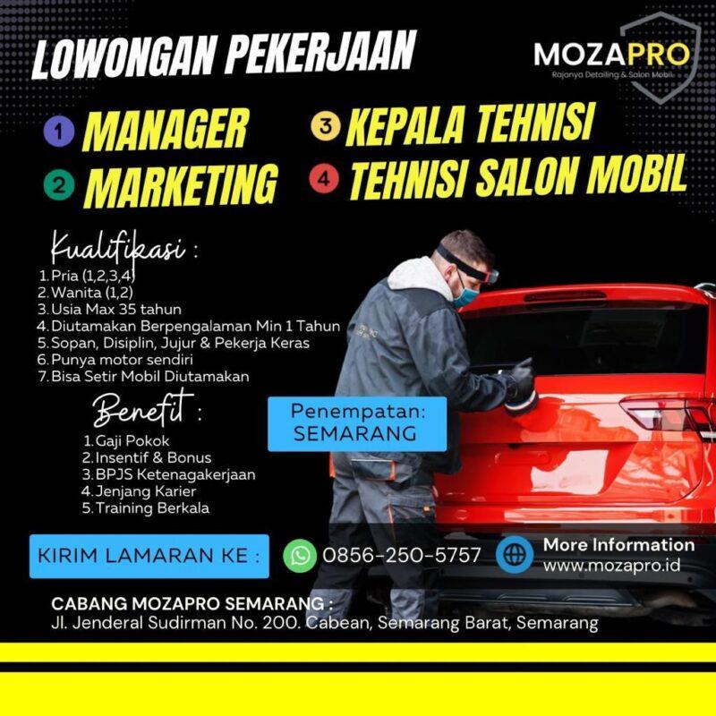 Lowongan Kerja Manager - Marketing - Kepala Teknisi - Teknisi Salon Mobil di Mozapro - LokerSemar.id