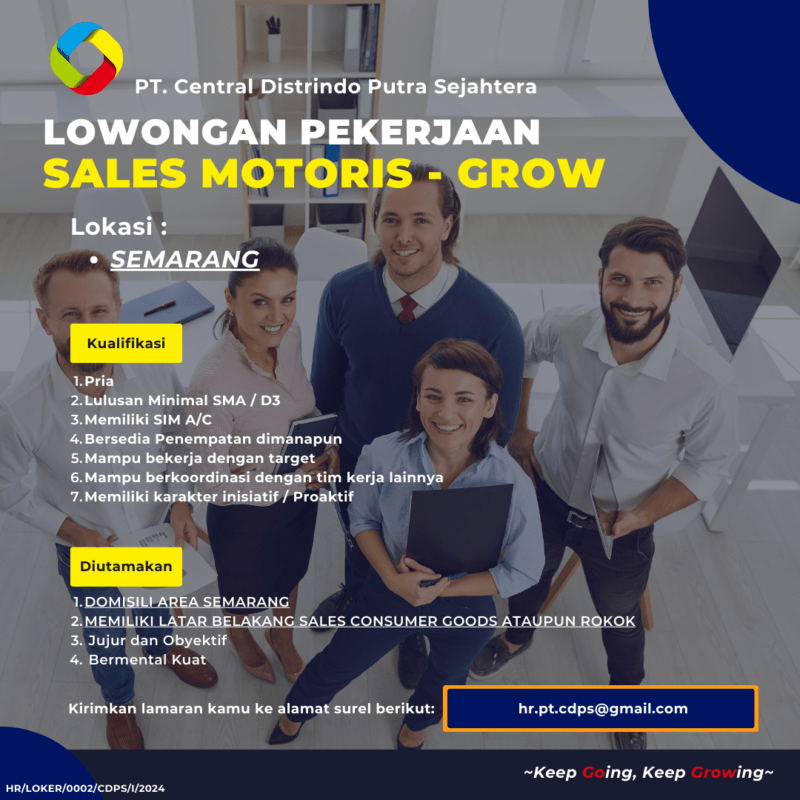 Lowongan Kerja Sales Motoris Grow (Area SEMARANG) di PT. Central ...