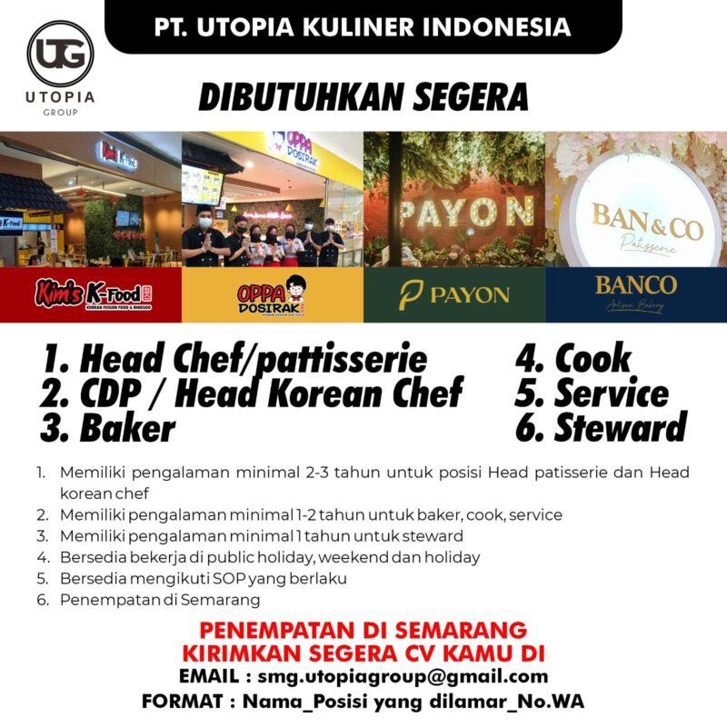 Lowongan Kerja Head Chef/ Pattisserie - CDP/ Head Korean Chef - Baker ...