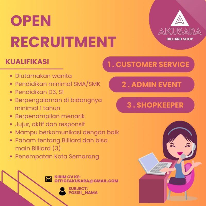 Lowongan Kerja Customer Service - Admin Event - Shopkeeper di Akusara Billiard Shop - LokerSemar.id
