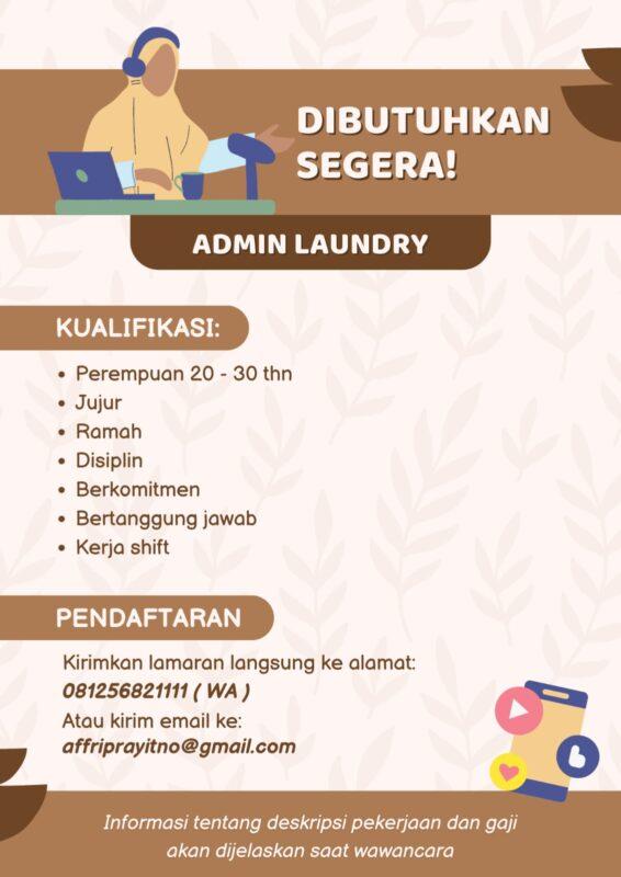 Lowongan Kerja Admin Laundry di Happy Laundry - LokerSemar.id