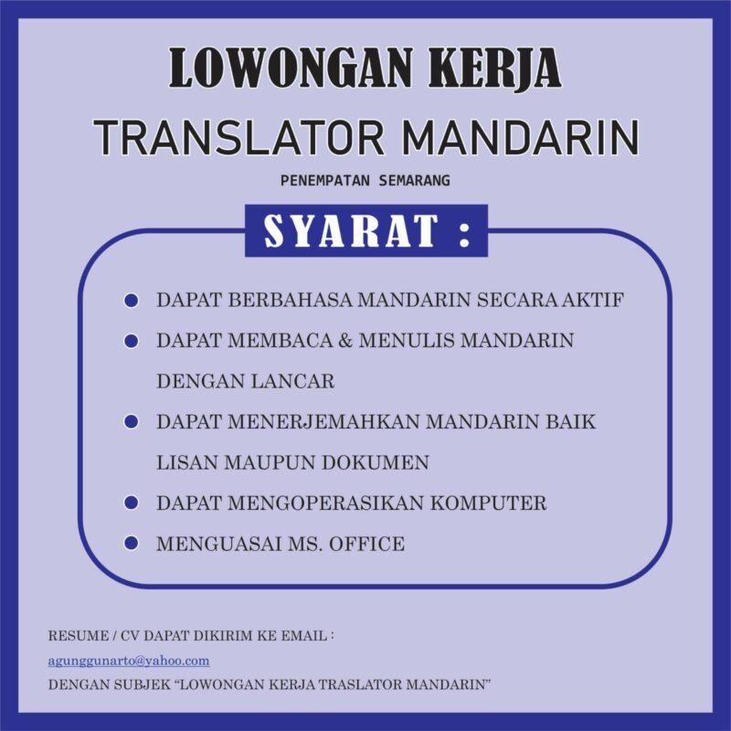 Lowongan Kerja Translator Mandarin di PT. Sinar Mas Autopart - LokerSemar.id