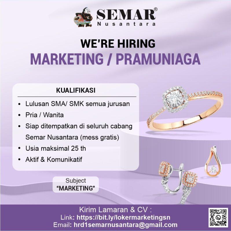 Lowongan Kerja Marketing/ Pramuniaga di Semar Nusantara - LokerSemar.id