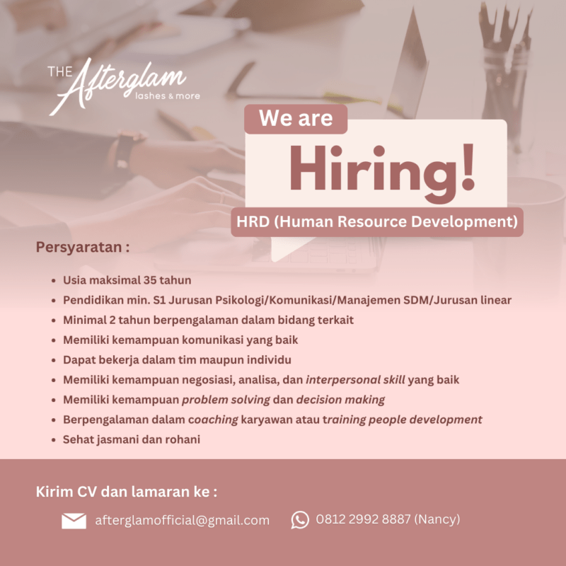 Lowongan Kerja HRD (Human Resource Development) di The Afterglam ...