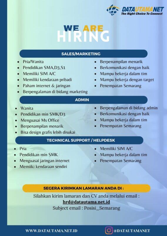 Lowongan Kerja Sales/Marketing - Admin - Techincal Support/Helpdesk ...