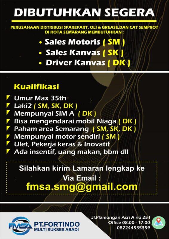 Lowongan Kerja Sales Motoris - Sales Kanvas - Driver Kanvas di PT ...