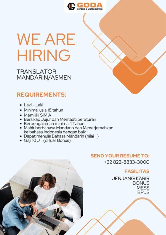 Lowongan Kerja Translator Mandarin di PT. Goda Teknologi Elektrik Indonesia - LokerSemar.id