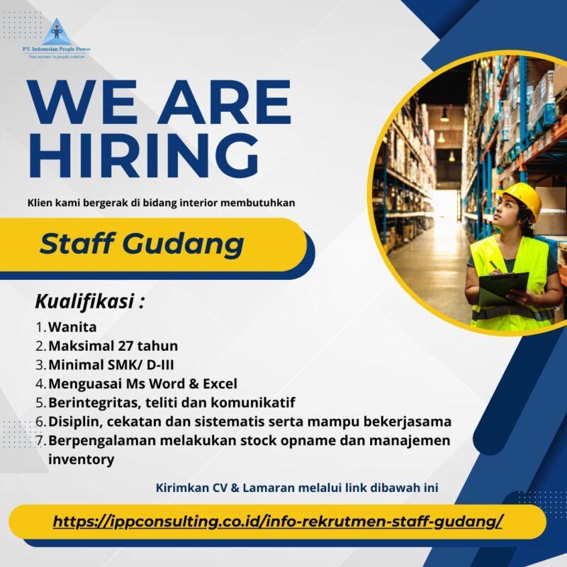 Lowongan Kerja Staff Gudang di PT. Indonesian People Power - LokerSemar.id