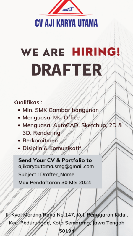 Lowongan Kerja Drafter di CV. Aji Karya Utama - LokerSemar.id