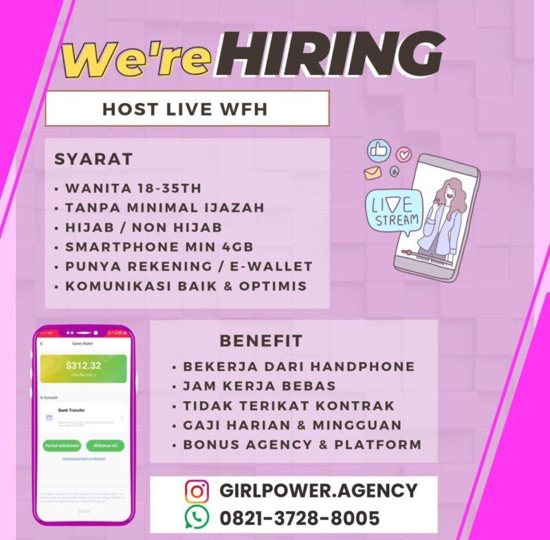 Lowongan Kerja Host Live WFH di GirlPower Agency - LokerSemar.id