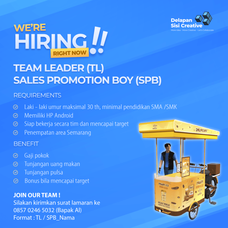 Lowongan Kerja Team Leader (TL) - Sales Promotion Boy (SPB) di PT. Delapan Sisi Kreatif Persada ...