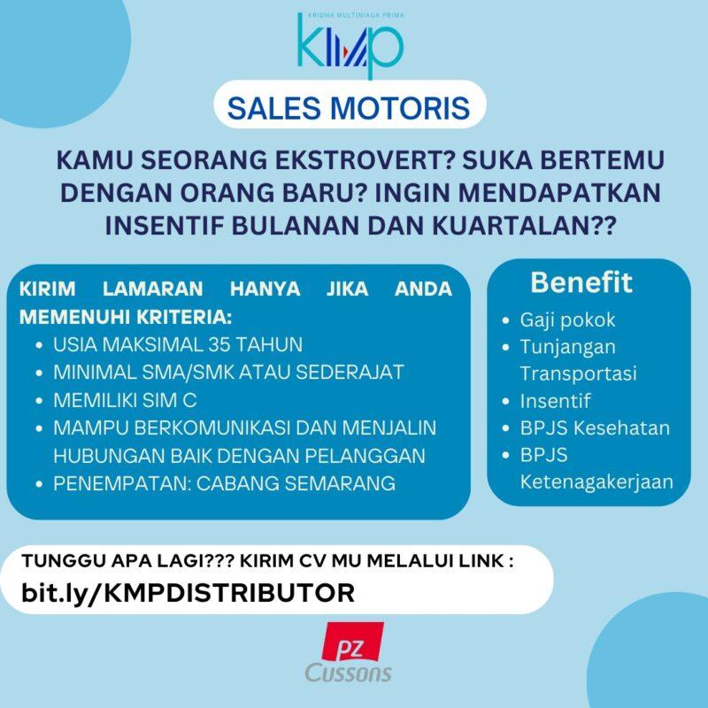 Lowongan Kerja Sales Motoris - Sales TO di PT. Kridha Multiniaga Prima ...