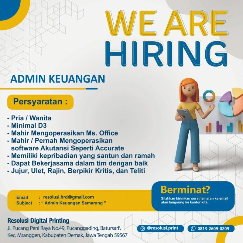 Lowongan Kerja Staff Desain - Operator Mesin Cetak A3 - Admin Keuangan ...