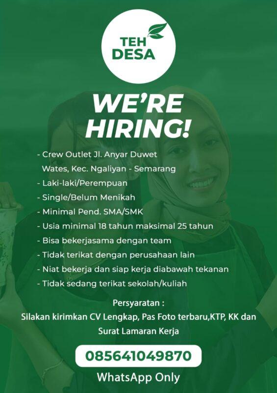 Lowongan Kerja Crew Outlet di Teh Desa - LokerSemar.id