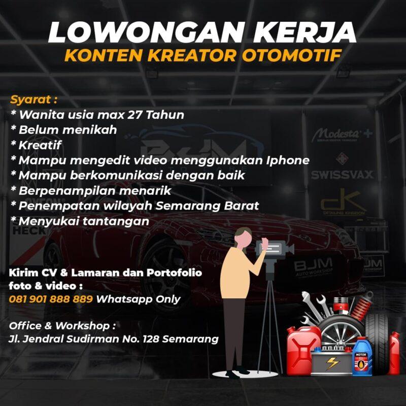 Lowongan Kerja Konten Kreator Otomotif di BJM Autoworkshop - LokerSemar.id