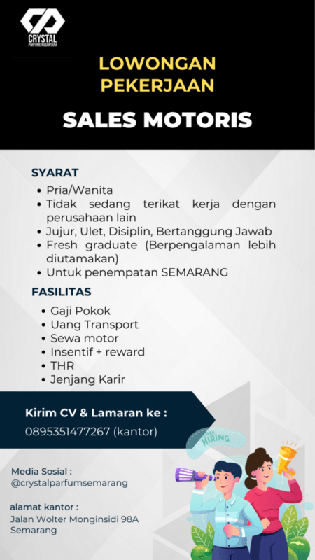 Lowongan Kerja Sales Motoris di Crystal Parfume Semarang - LokerSemar.id