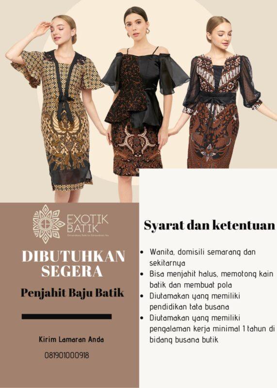 Lowongan Kerja Penjahit Baju Batik di Exotik Batik - LokerSemar.id