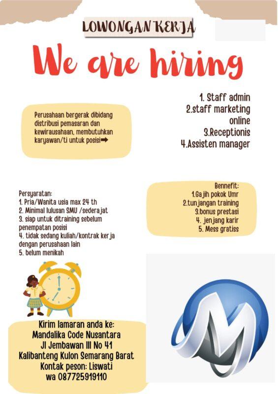 Lowongan Kerja Staff Admin - Staff Marketing Online - Receptionist ...