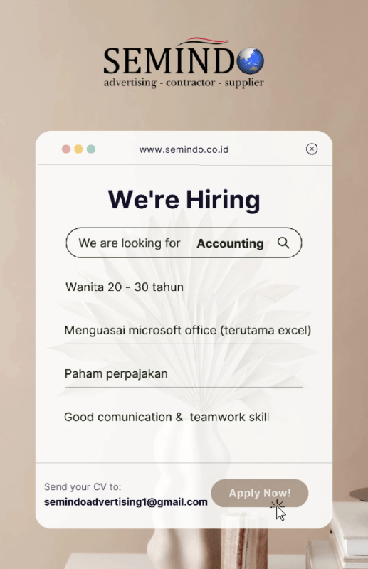 Lowongan Kerja Tax & Accounting di CV. Semindo - LokerSemar.id