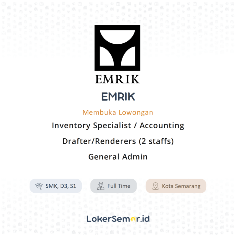 Lowongan Kerja Inventory Specialist / Accounting - Drafter/Renderers ...