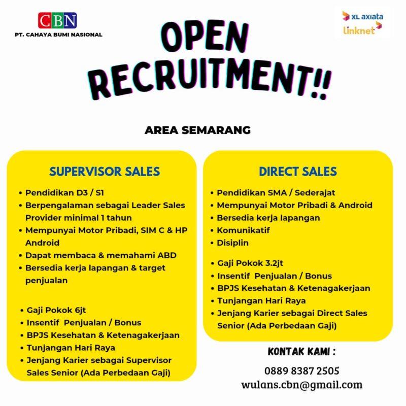 Lowongan Kerja Supervisor Sales - Direct Sales di PT. Cahaya Bumi Nasional - LokerSemar.id