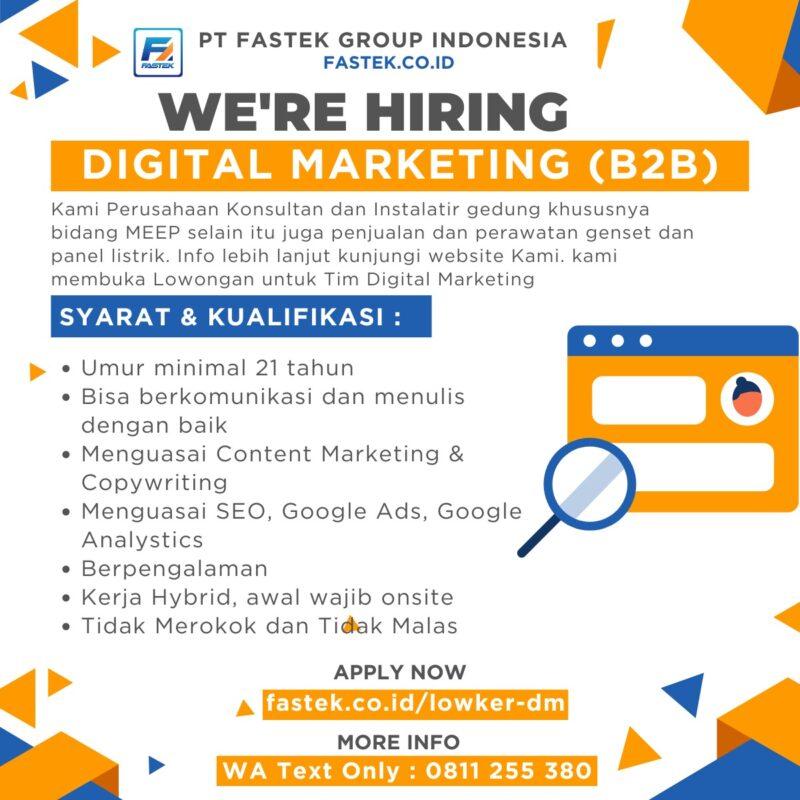Lowongan Kerja Digital Marketing (B2B) di PT. Fastek Group Indonesia - LokerSemar.id