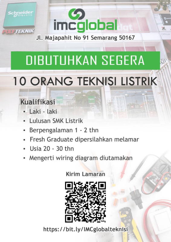 Lowongan Kerja Teknisi Listrik di PT. IMC Global - LokerSemar.id