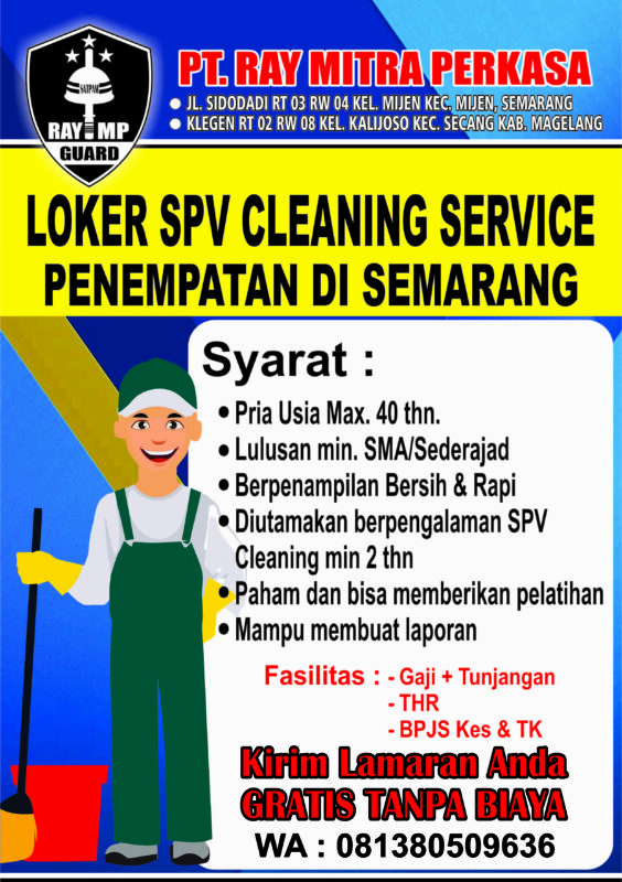 Lowongan Kerja SPV Cleaning Service di PT. Ray Mitra Perkasa ...