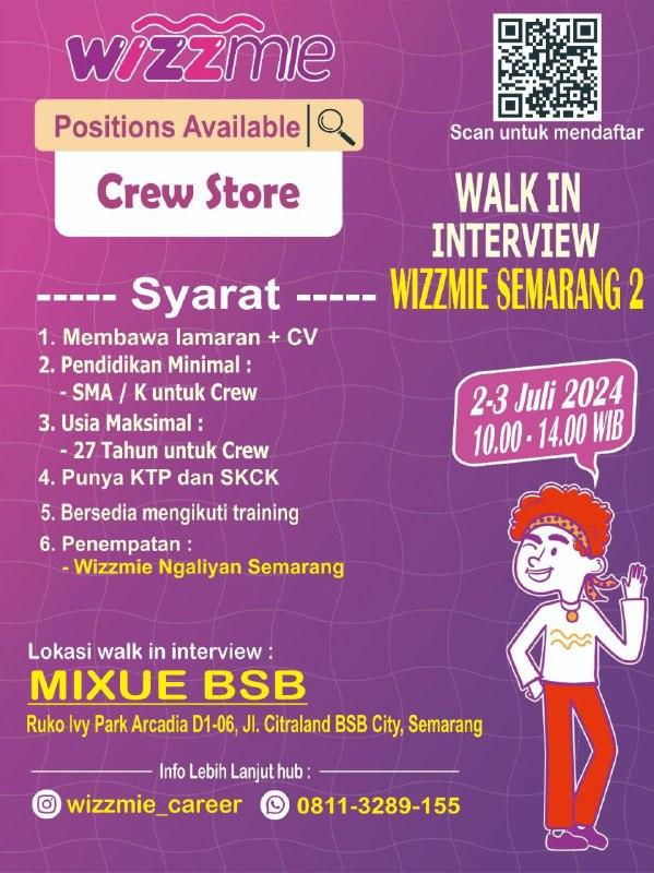 Lowongan Kerja Crew Store di Wizzmie - LokerSemar.id