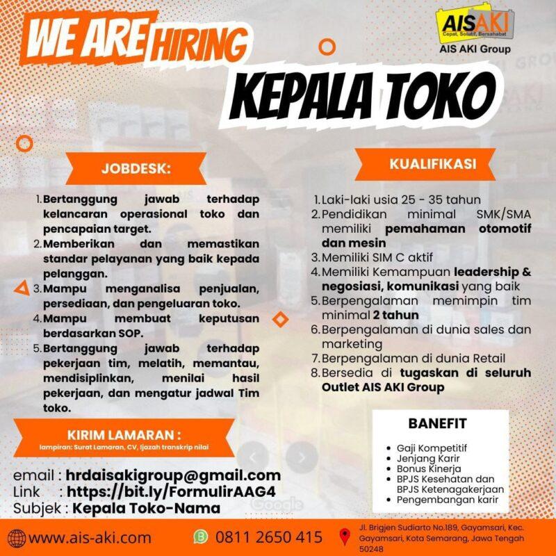 Lowongan Kerja Kepala Toko - Teknisi Frontliner Outlet - Content ...