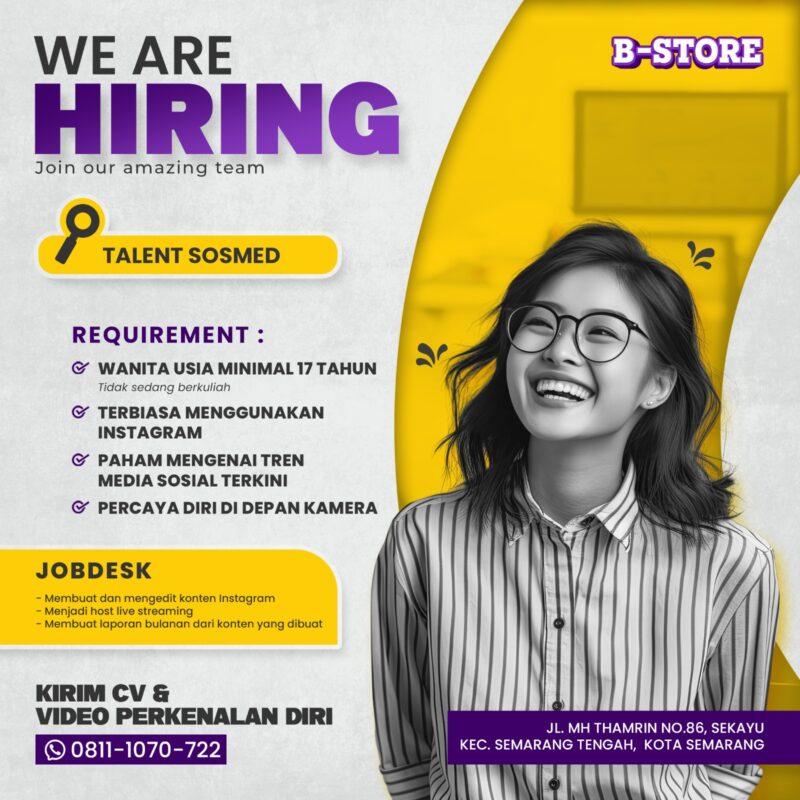Lowongan Kerja Talent Sosial Media di Bstore (Cabang Semarang) - LokerSemar.id