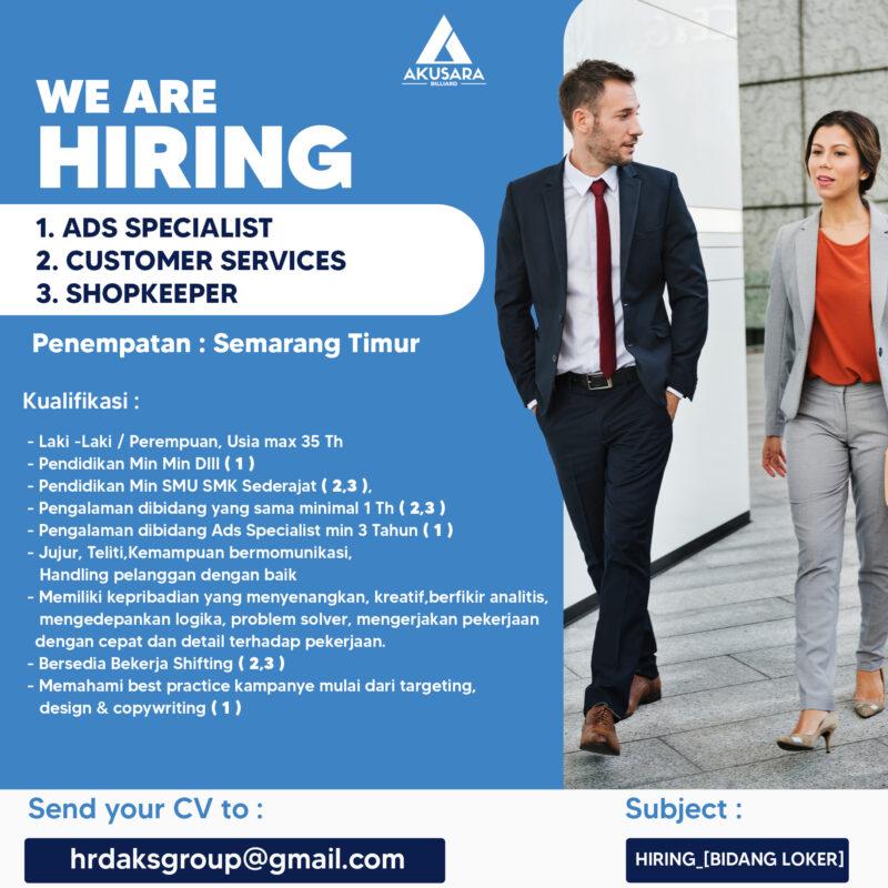 Lowongan Kerja Ads Specialist - Customer Services - Shopkeeper di CV. AKS Group Indonesia ...