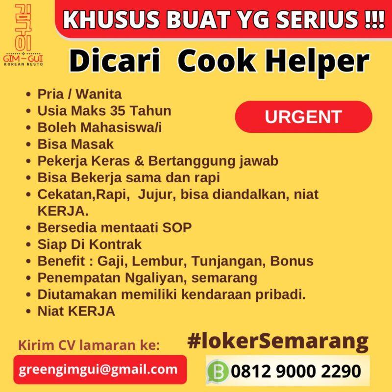 Lowongan Kerja Cook Helper di Gim Gui Korean Resto - LokerSemar.id