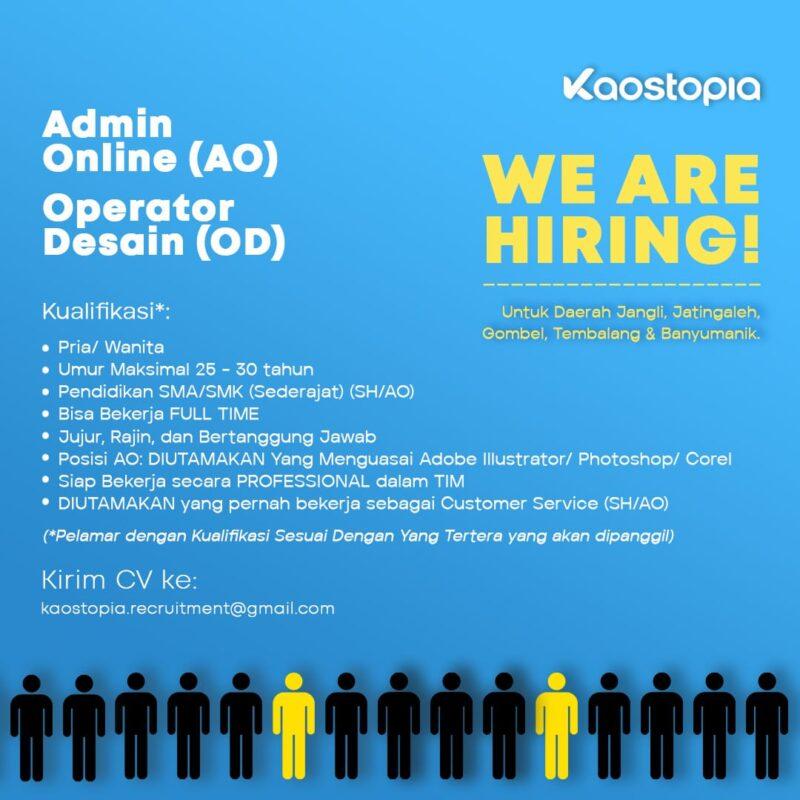 Lowongan Kerja Admin Online (AO) - Operator Desain (OD) di Kaostopia - LokerSemar.id