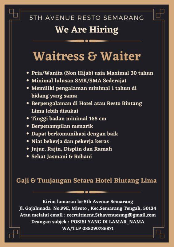 Lowongan Kerja Waiter / Waitress di PT. Anugerah Sumber Karya Lestari ...