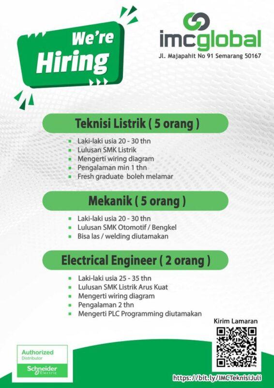 Lowongan Kerja Teknisi Listrik - Mekanik - Electrical Engineer di PT ...