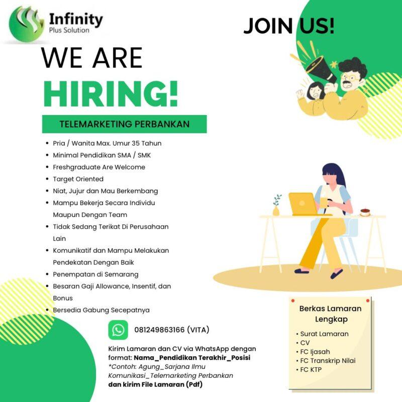 Lowongan Kerja Telemarketing Perbankan di PT. Infinity Plus Solution - LokerSemar.id