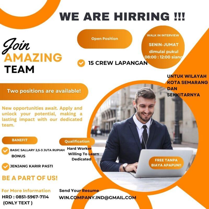 Lowongan Kerja Crew Lapangan di PT. Win Abadi Sejahtera - LokerSemar.id