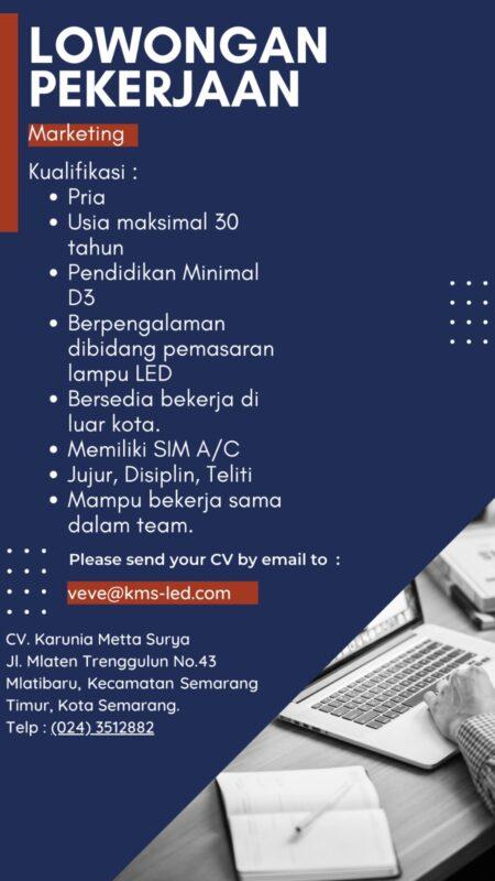 Lowongan Kerja Marketing di CV. Karunia Metta Surya - LokerSemar.id
