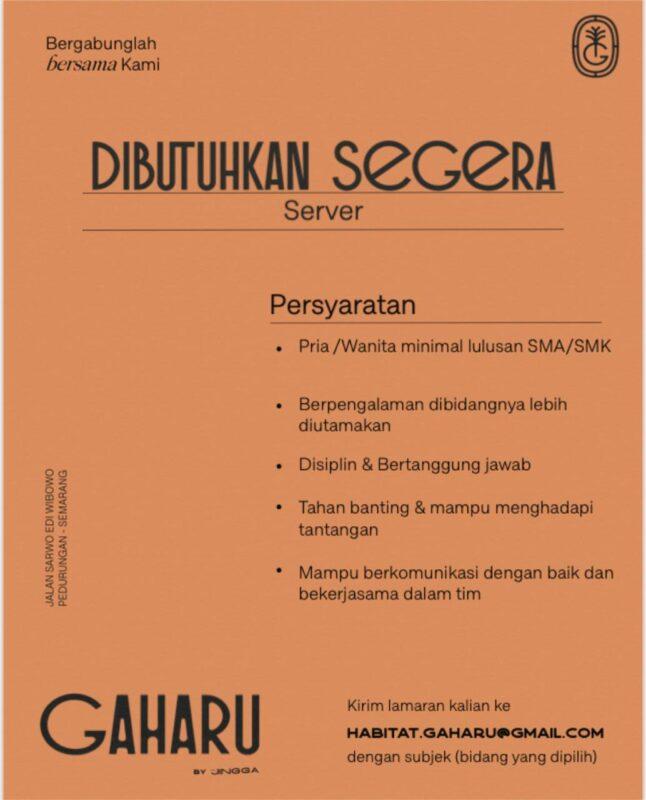 Lowongan Kerja Server - Cook - Cleaning Service - Barista di Gaharu by ...