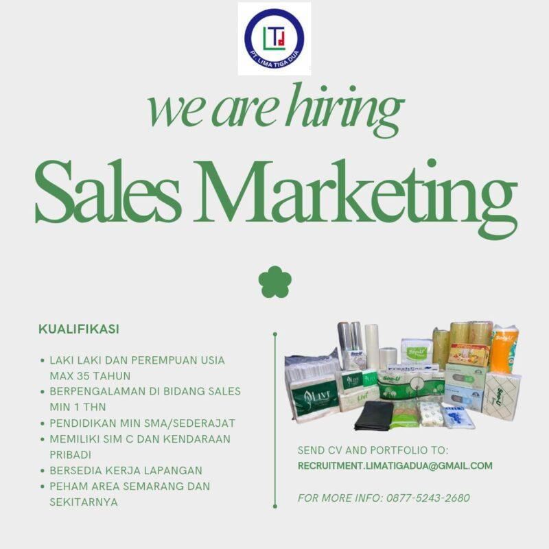 Lowongan Kerja Sales Marketing di PT. Lima Tiga Dua - LokerSemar.id