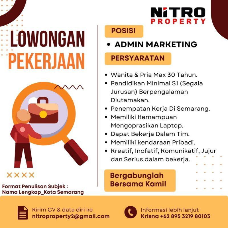 Lowongan Kerja Admin Marketing di PT. Nitro Megah Property - LokerSemar.id