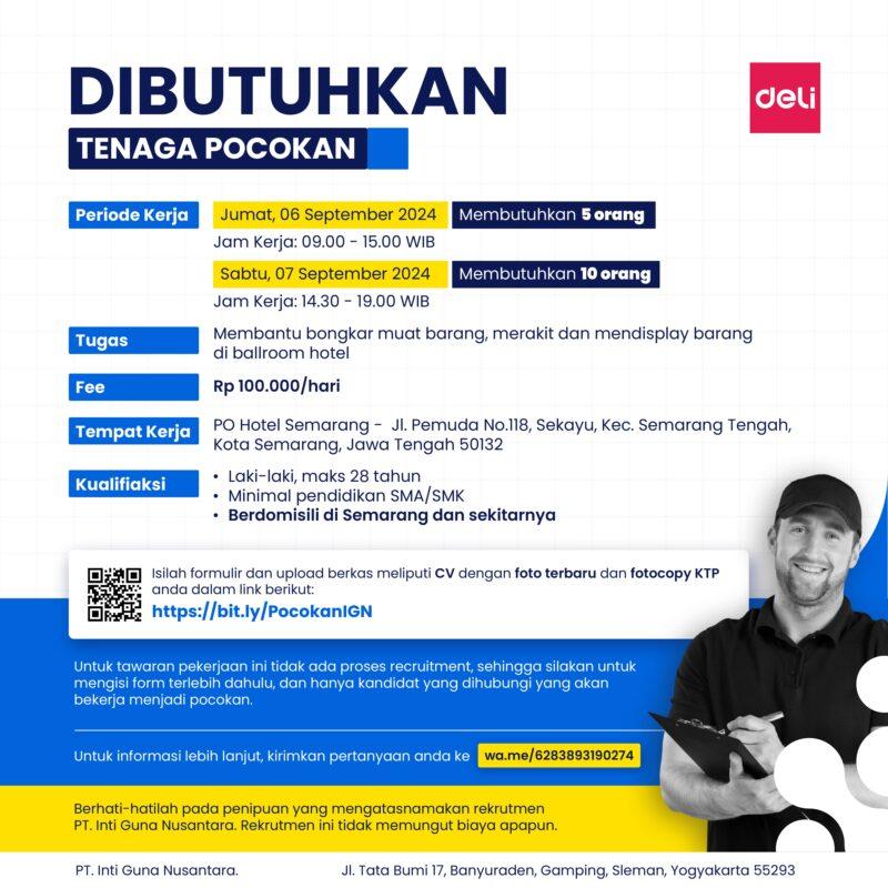 Lowongan Kerja Tenaga Pocokan - Sales (Penempatan Semarang) di PT. Inti ...